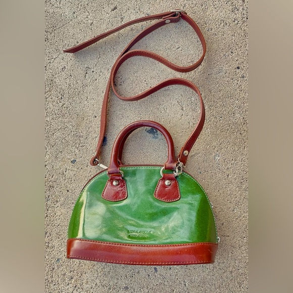 Vera Pelle | Bags | Vintage Purse Di Vera Pelle Green Leather Dome ...